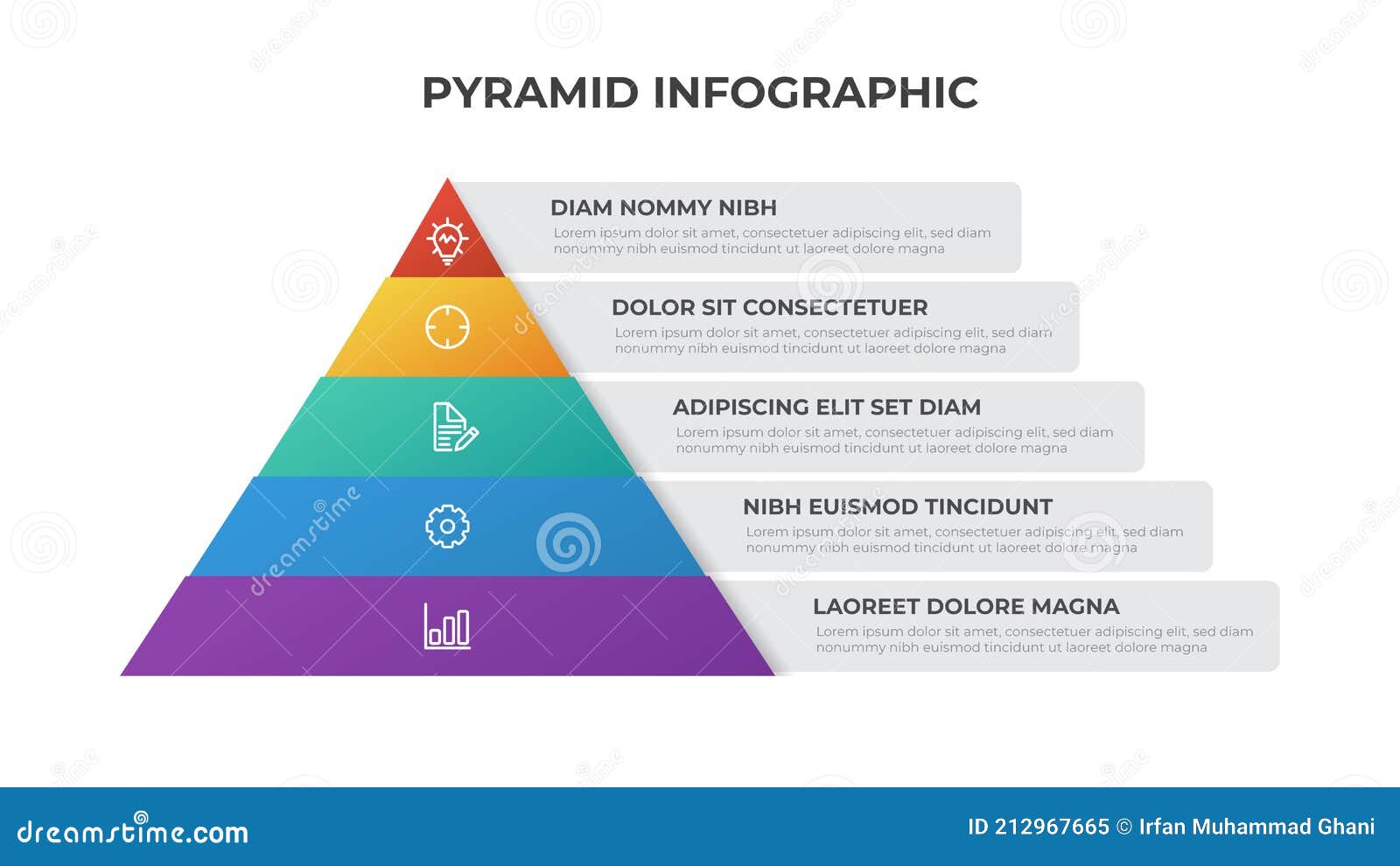 Pyramid Infographic Template Vector with 5 List, Multipurpose Layout ...