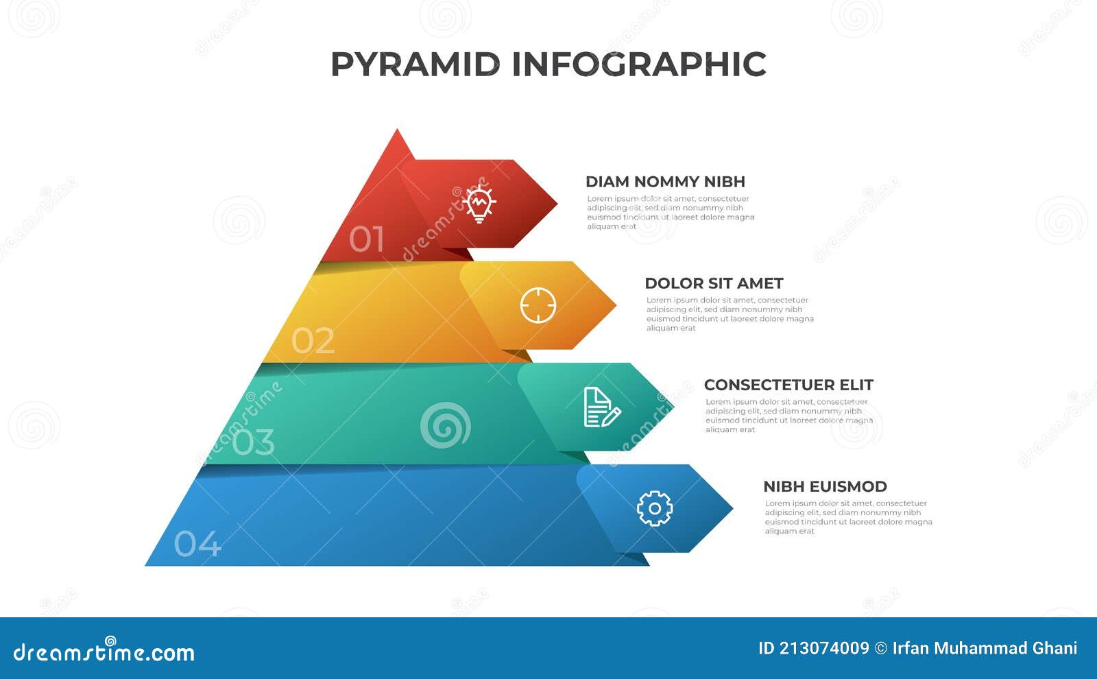 Pyramid Infographic Template Vector with 4 List, Options, Levels ...