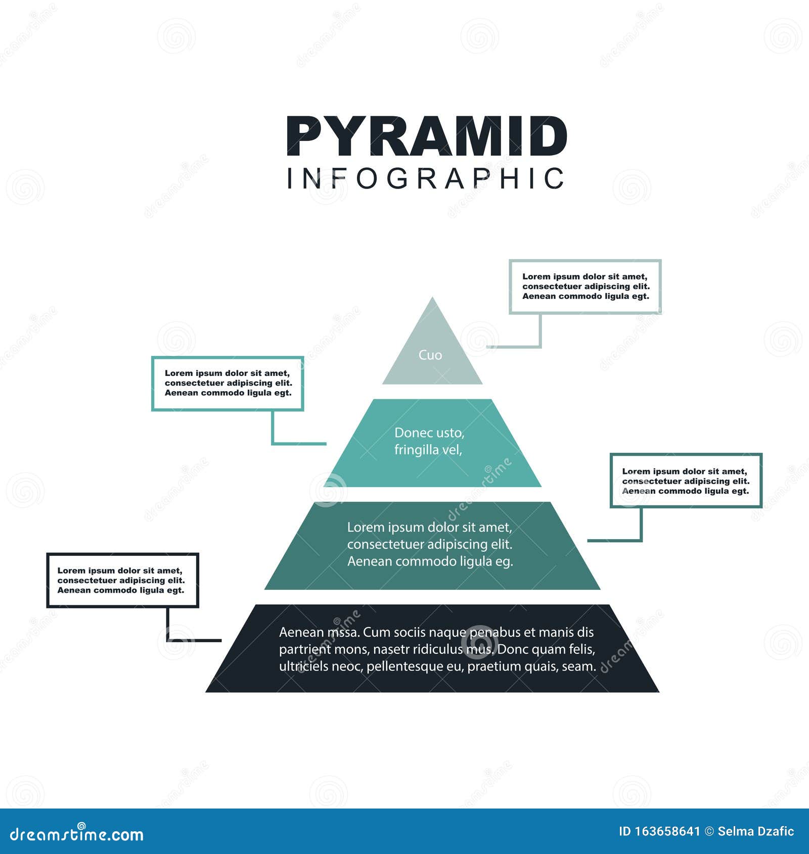 Pyramid Infographics. Funnel Pyramid with 5 Charts Stock Vector ...