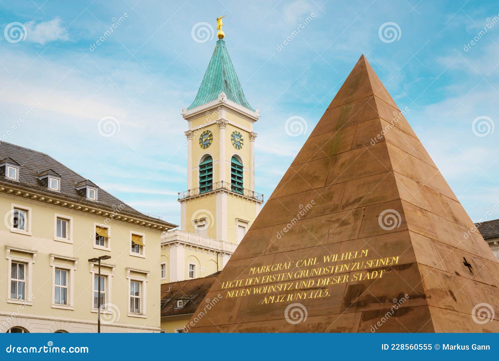Pyramid at Karlsruhe Germany with Text about the Founder of the City ...