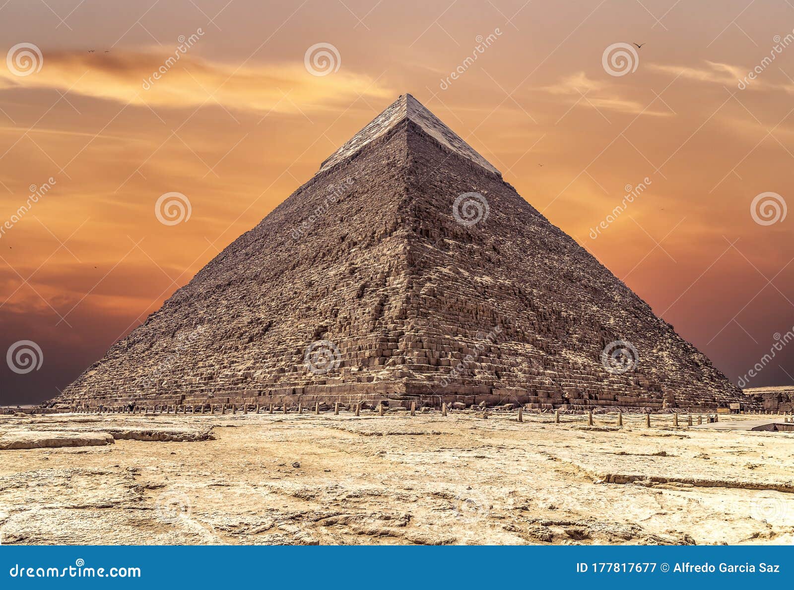 The Pyramid of Khafre or of Chephren at Sunset, is the Second-tallest ...