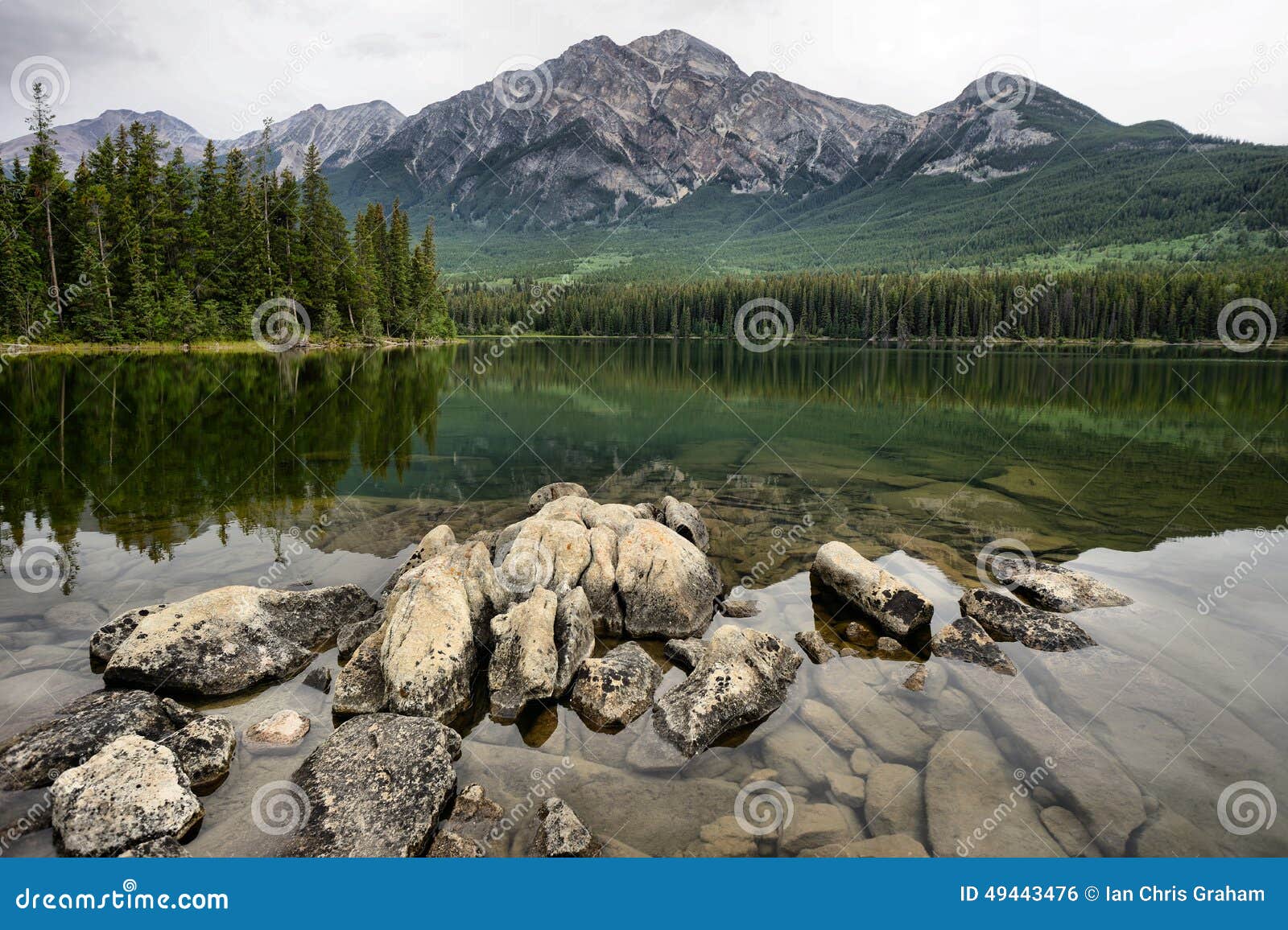 Pyramid Lake Jasper National Park Stock Photo - Image of environment ...