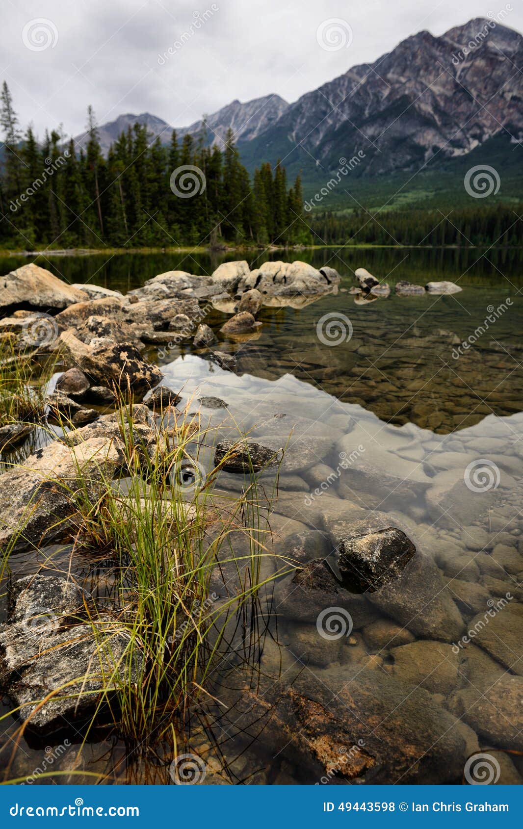 Pyramid Lake Jasper National Park Stock Photo - Image of evergreen ...