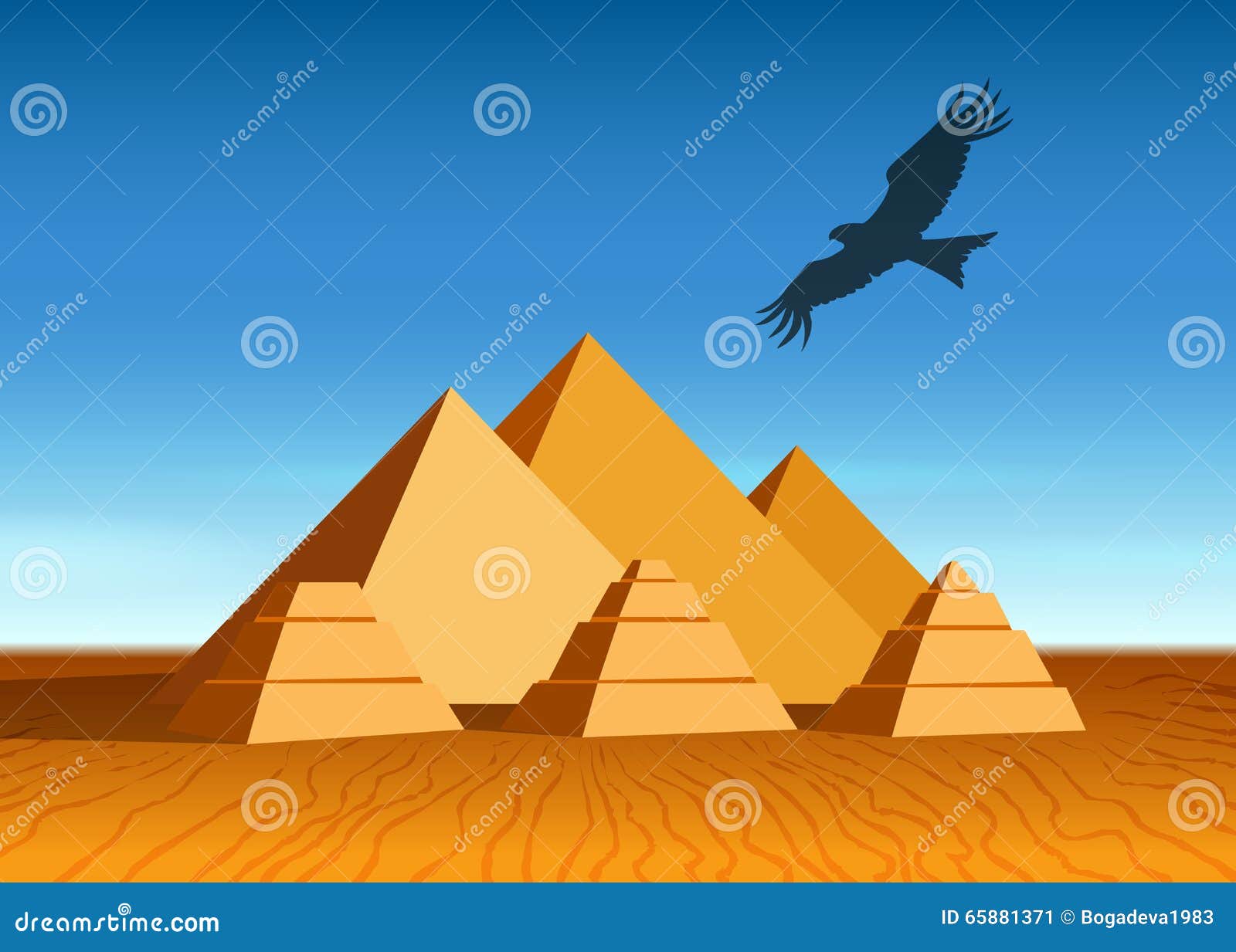 Pyramid landscape stock vector. Illustration of falcon - 65881371