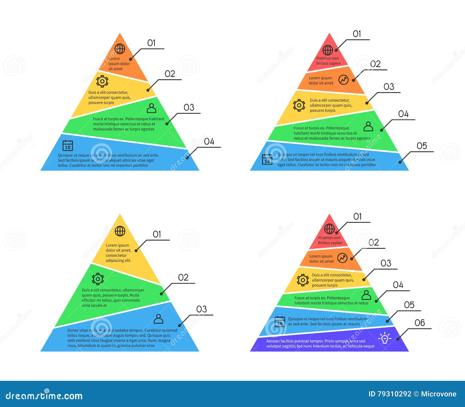 Pyramid, Layers Chart Infographic Vector Elements with Different ...
