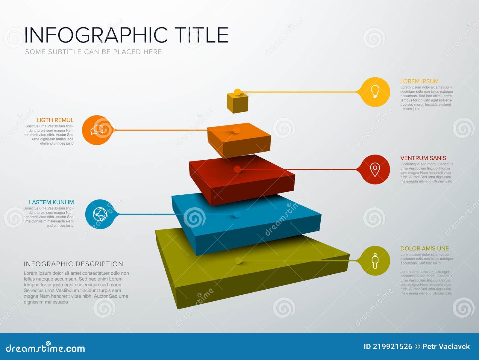 Pyramid, Layers Chart Infographic Vector Elements With Different ...