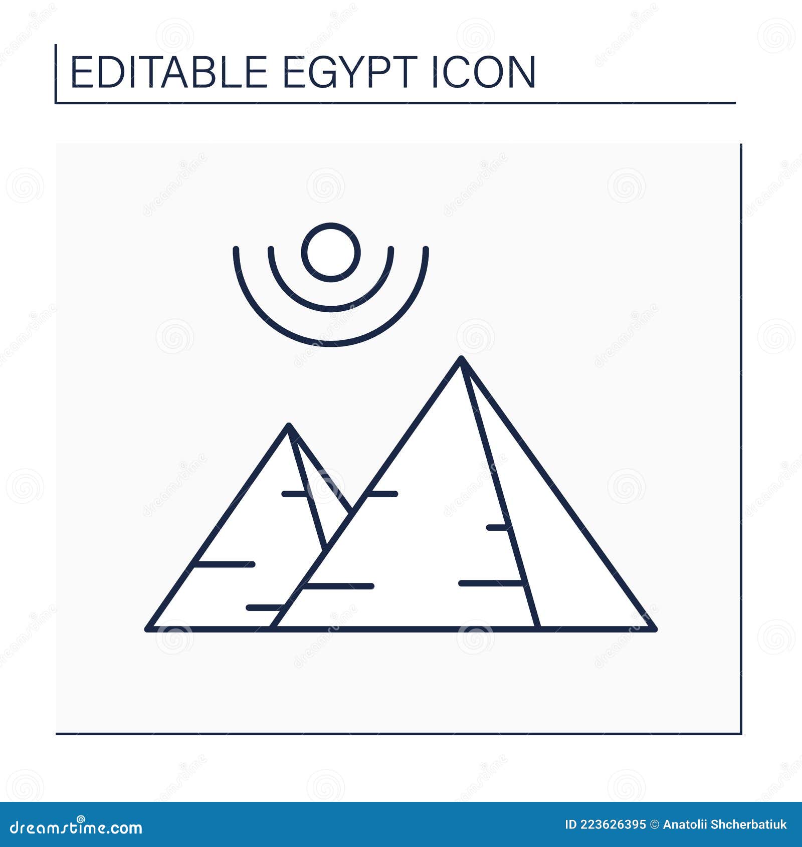 Pyramid line icon stock vector. Illustration of city - 223626395