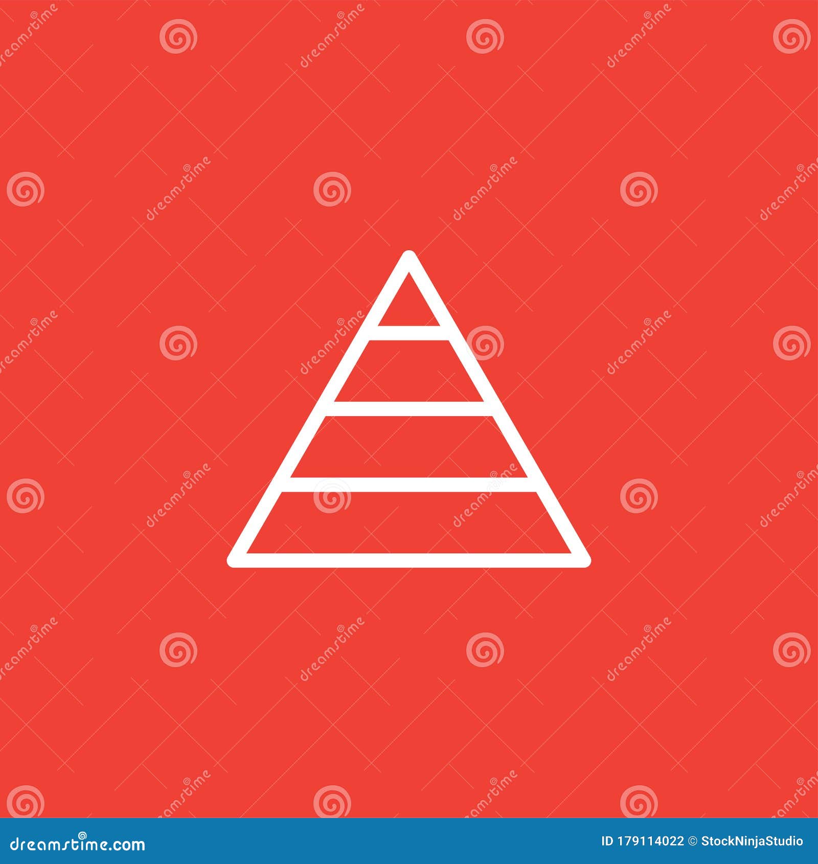 Pyramid Line Icon on Red Background. Red Flat Style Vector Illustration ...