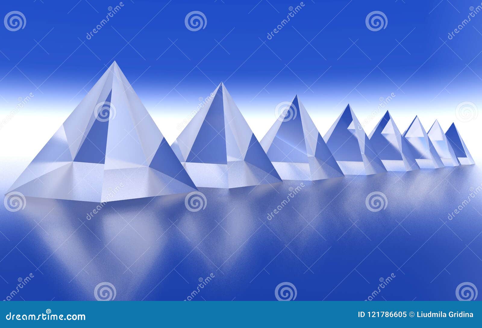 The Pyramid Line Reflected on the Surface Stock Illustration ...