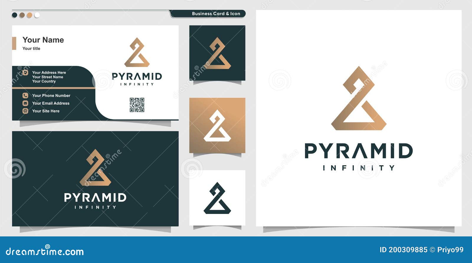 Pyramid Logo with Bold Infinity Style and Business Card Design Template ...