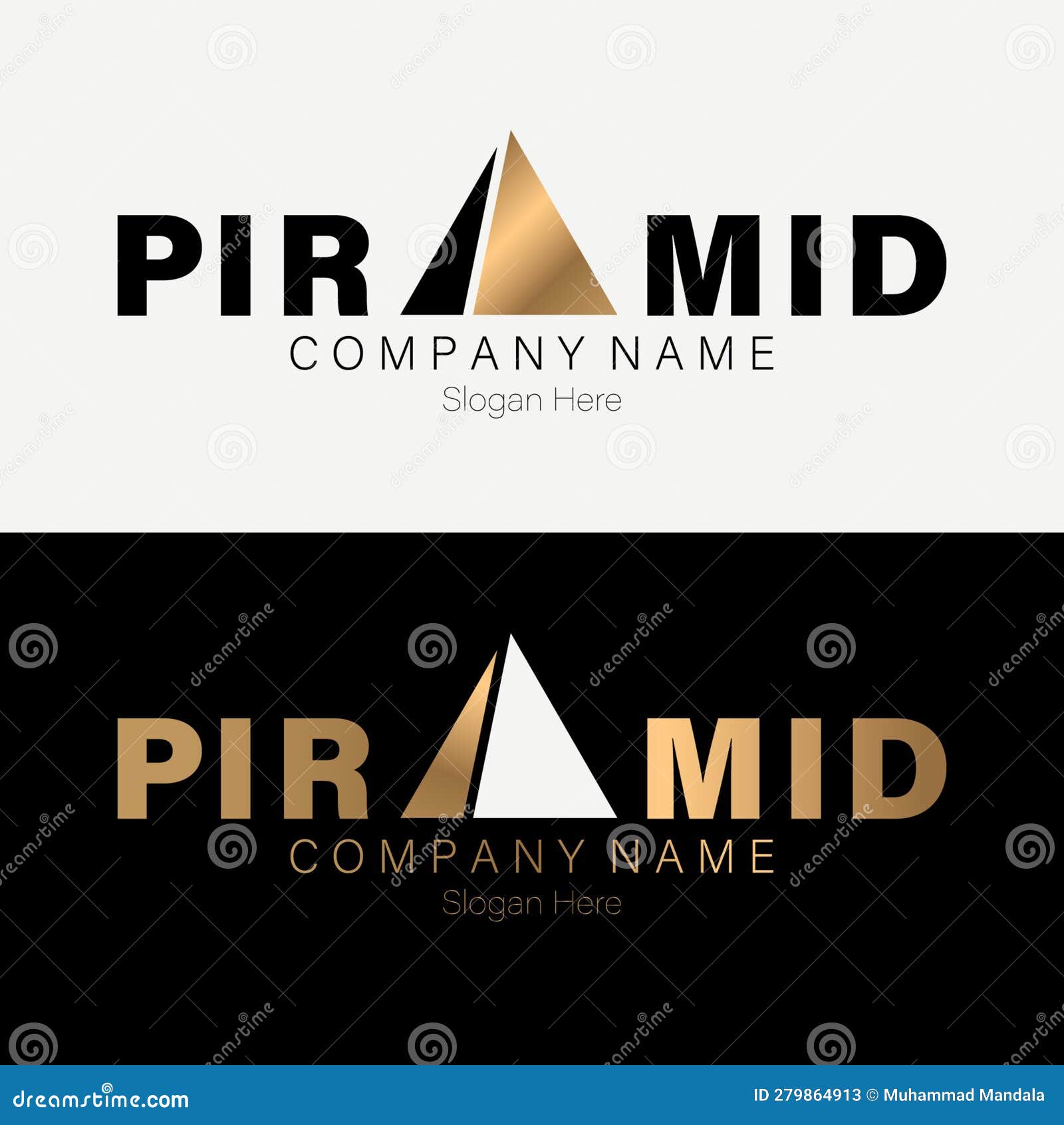 Pyramid Logo Template Vector Illustration with Gold. Stock Vector ...