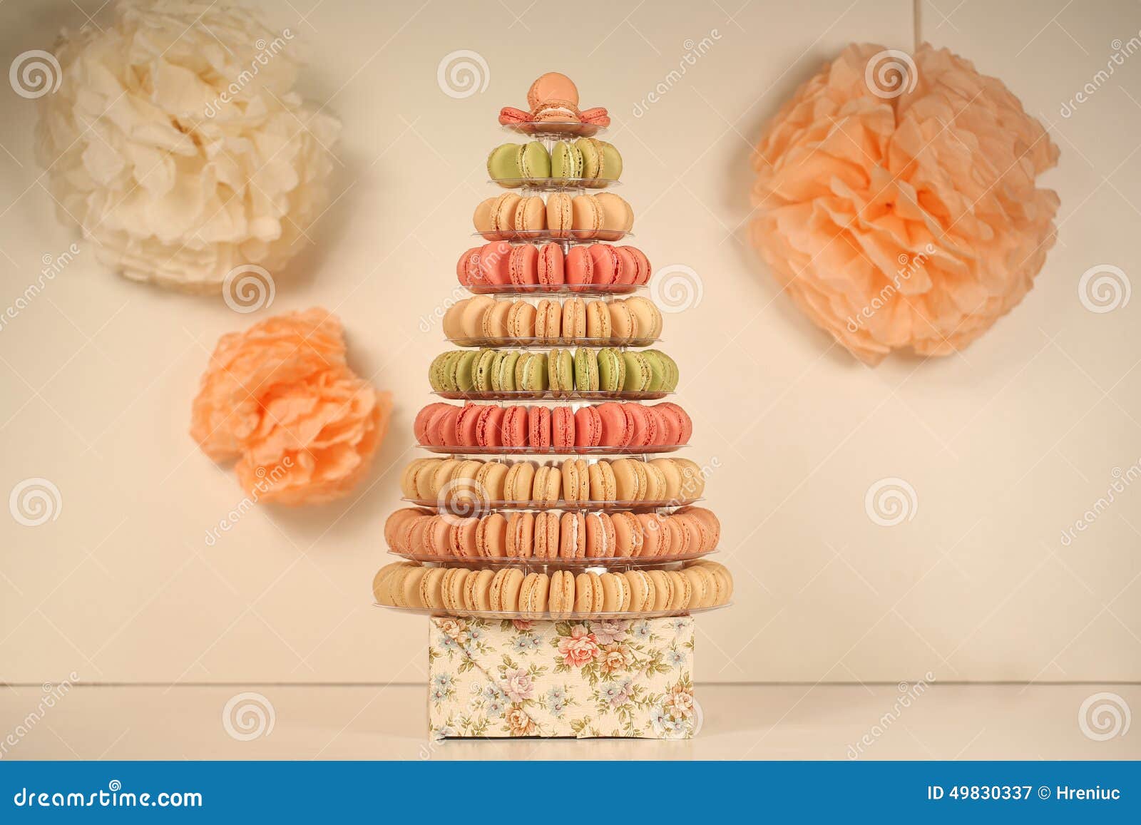 Pyramid of macaroons stock image. Image of dessert, color - 49830337