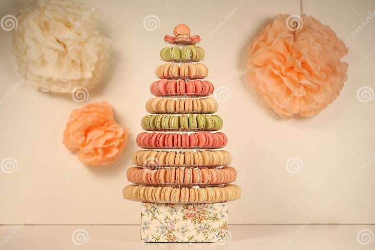 Pyramid of macaroons stock image. Image of dessert, color - 49830337