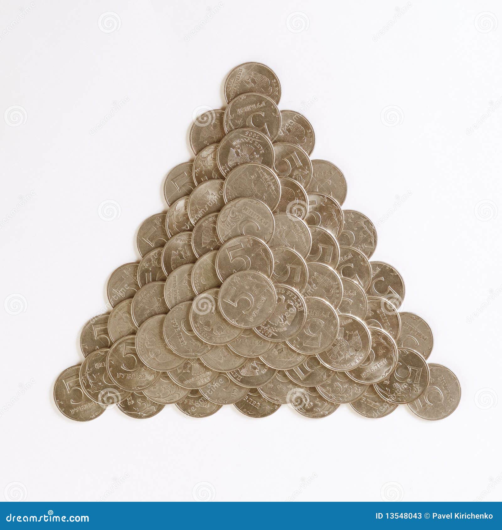 Pyramid made of coins stock image. Image of background - 13548043
