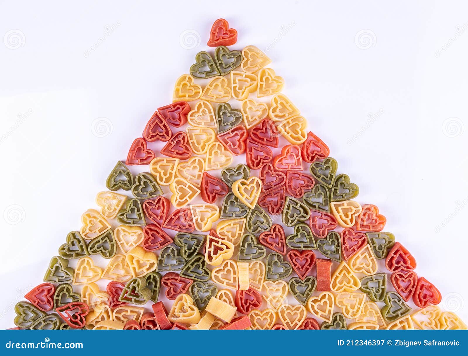 Pyramid Made of Multicolored Heart Shaped Pasta on a White Background ...