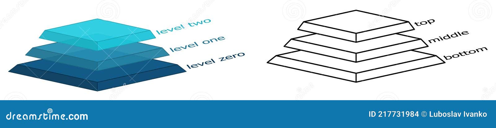 Pyramid Made of 3 Thick Layers, Color / Black and White Version Stock ...