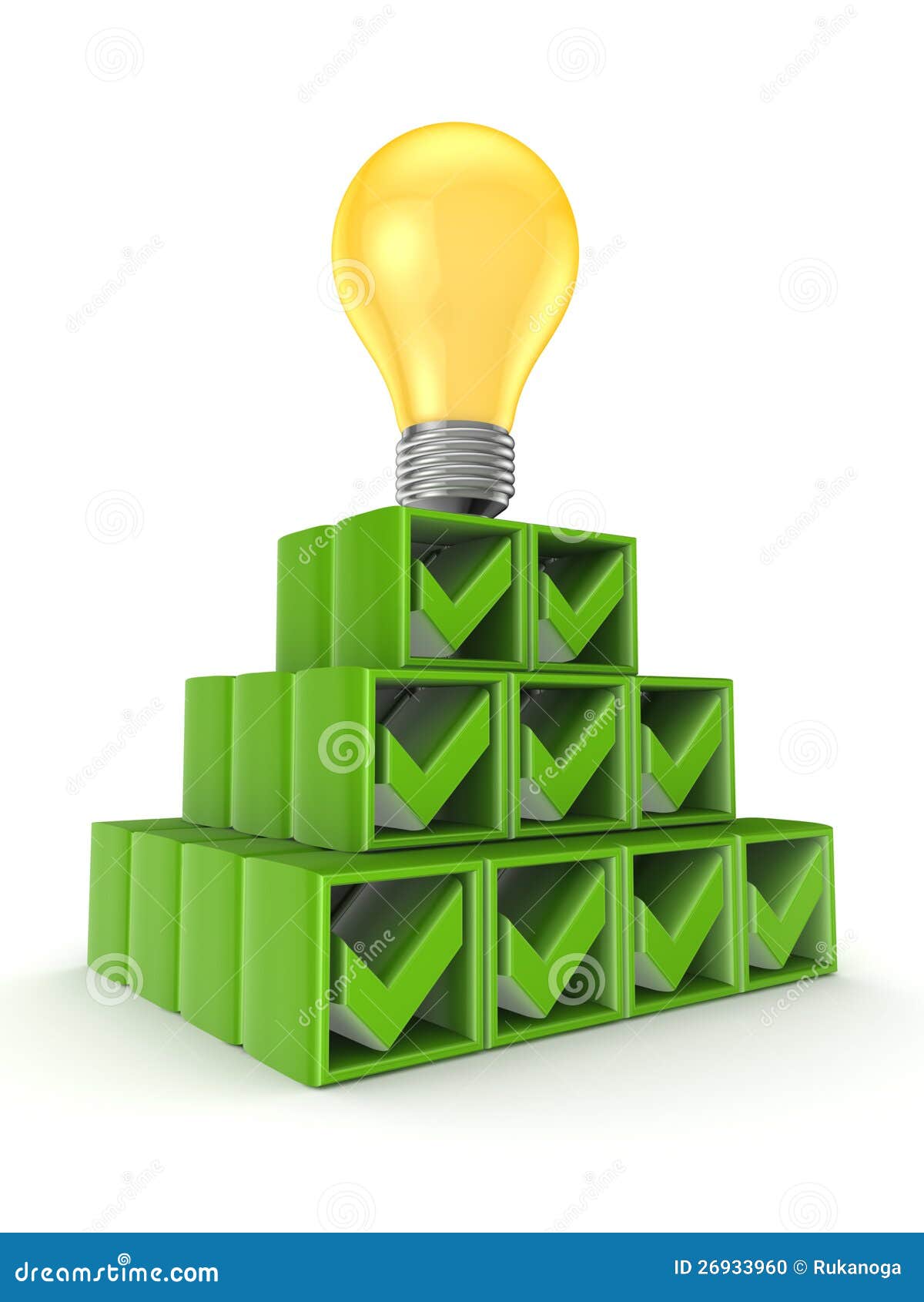 Pyramid Made of Tick Marks and Yellow Lamp. Stock Illustration ...