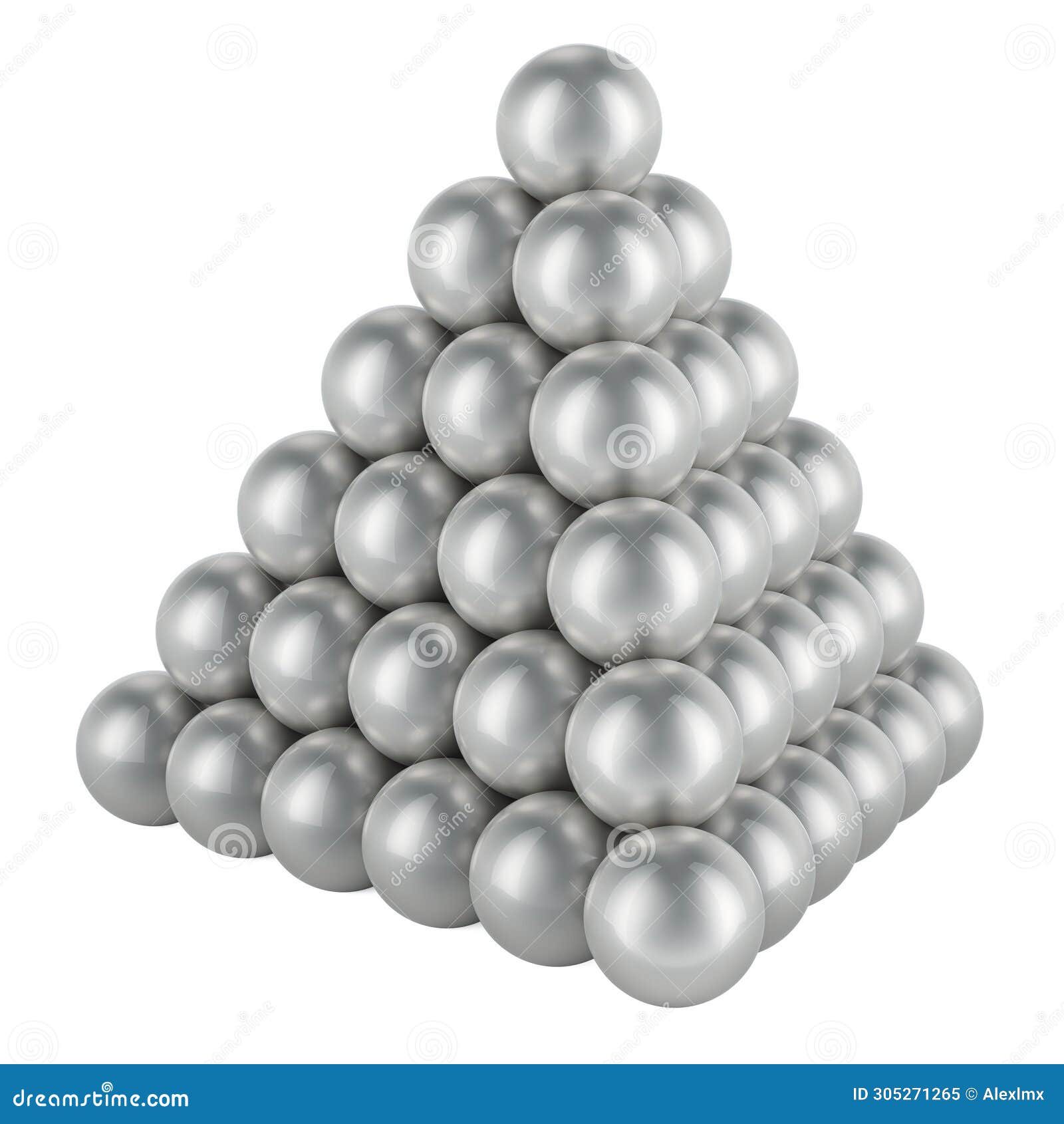 Pyramid from Magnetic Metallic Balls. 3D Rendering Stock Illustration ...