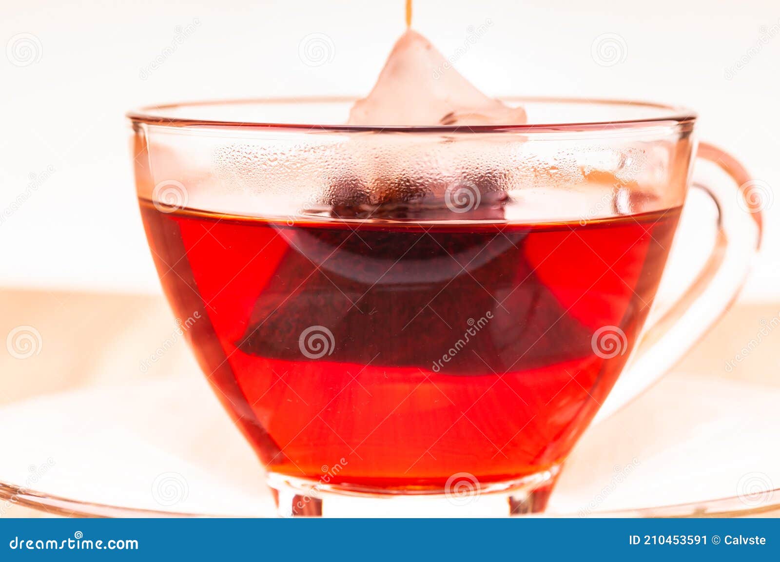 Steeping a Pyramid Mesh Teabag in a Glass Cup Stock Image - Image of ...