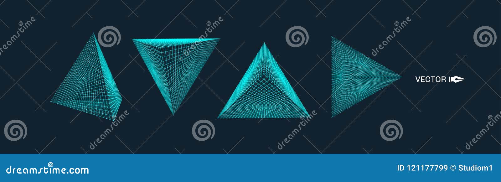 Pyramid. Molecular Grid. 3d Technology Style. Vector Illustration ...
