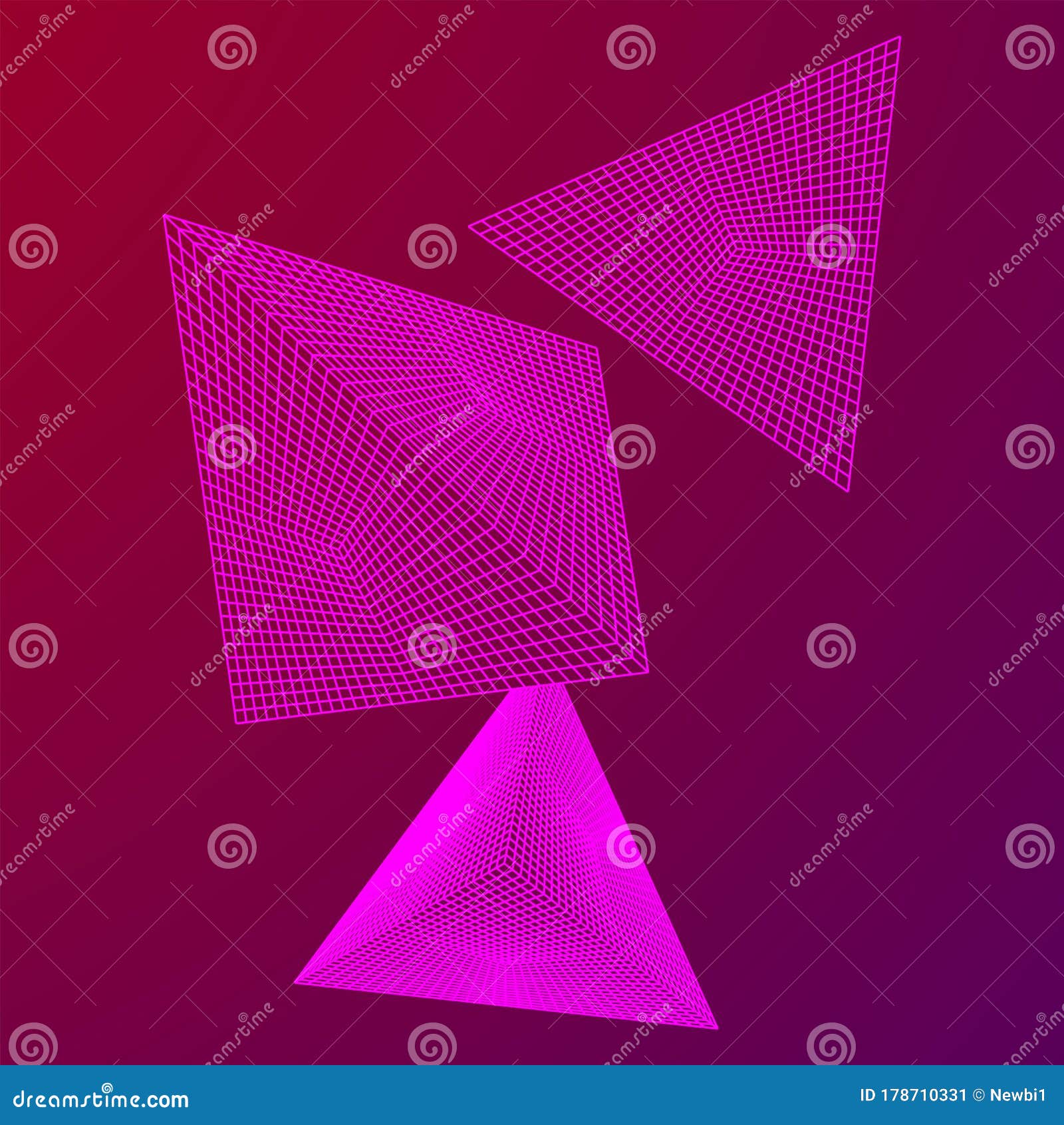 Pyramid Molecular Grid Technology Style. Stock Vector - Illustration of ...