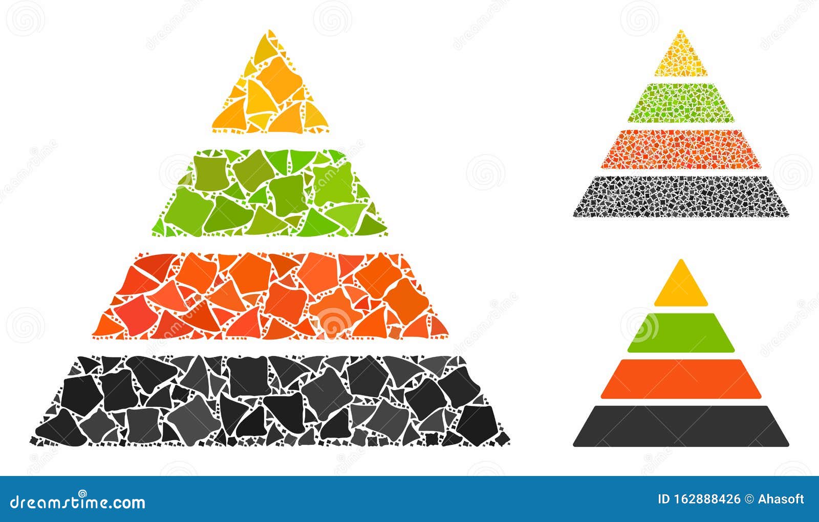 Pyramid Mosaic Icon of Uneven Elements Stock Illustration ...