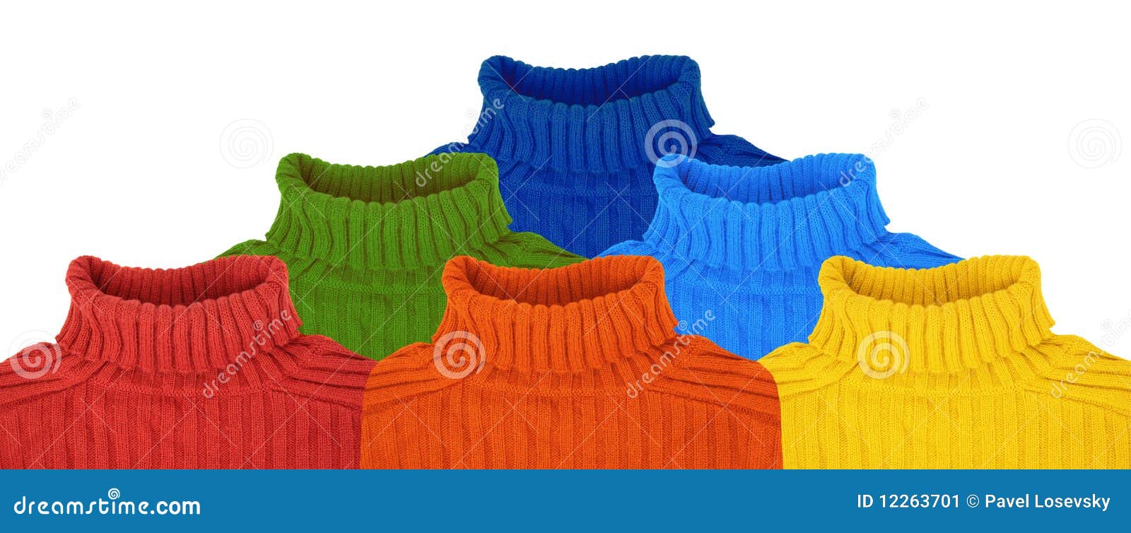 Pyramid of Multi Color Rainbow Sweaters Collage Stock Image - Image of ...