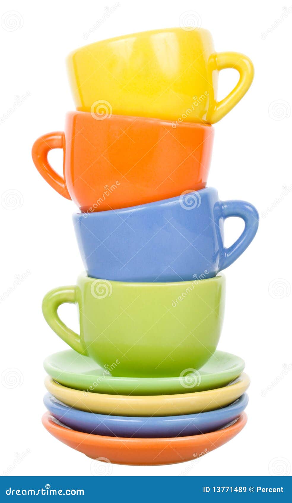 Pyramid from Multicolored Cups and Saucers Stock Image - Image of ...