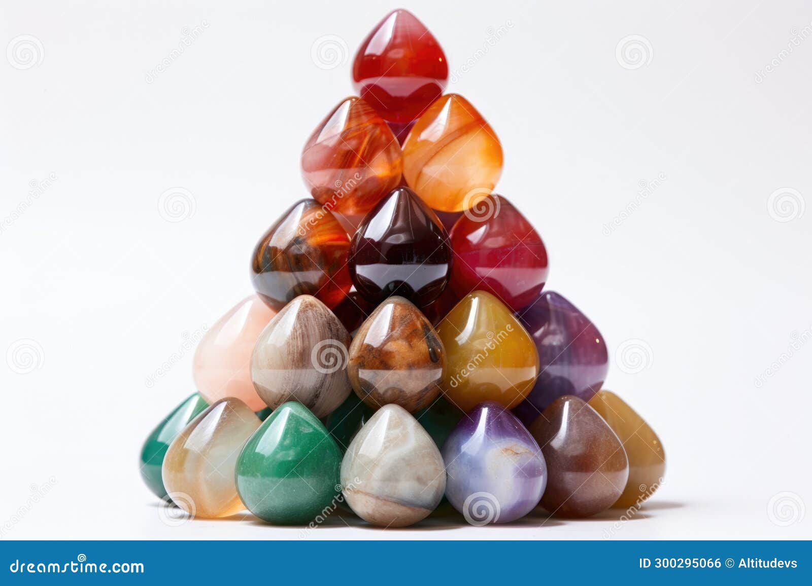A Pyramid of Multicolored Marbles on a White Background Stock ...