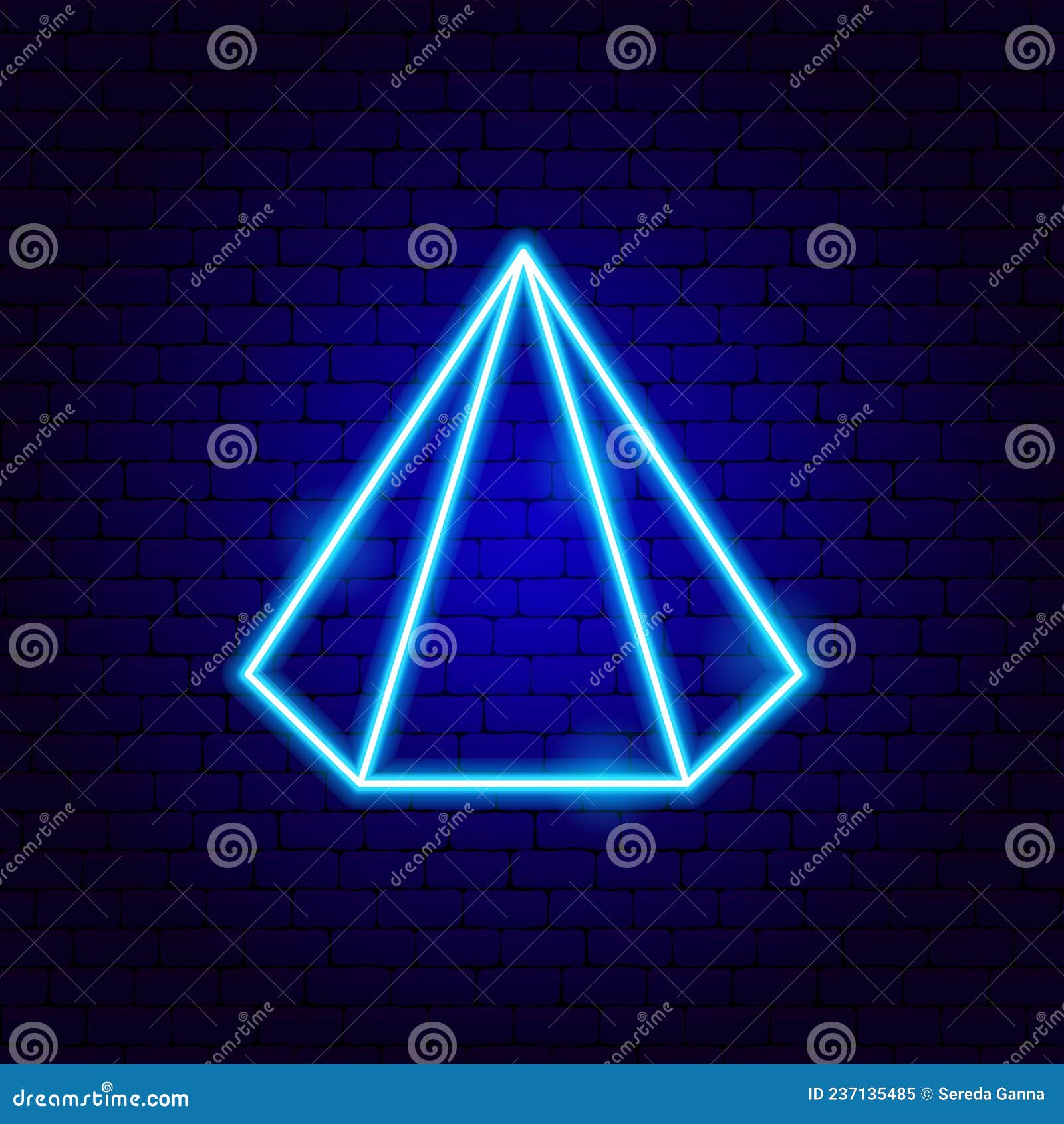Pyramid Neon Sign stock vector. Illustration of bright - 237135485