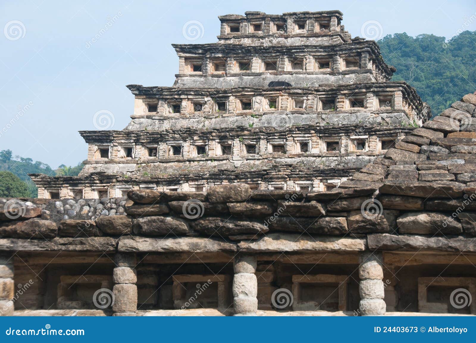 Pyramid of the Niches, El Tajin (Mexico) Stock Image - Image of ...
