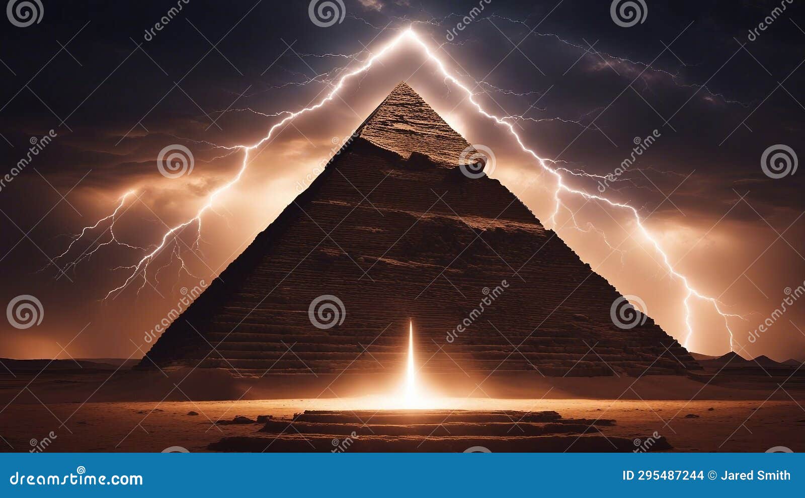 Pyramid at Night a Cosmic Dance of Forces, Where the Pyramid and ...
