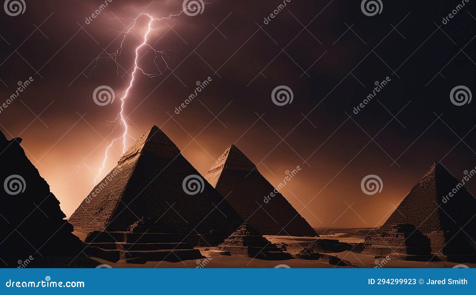 Pyramid at Night _A Dramatic Scene of Some Great Pyramids and Lightning ...