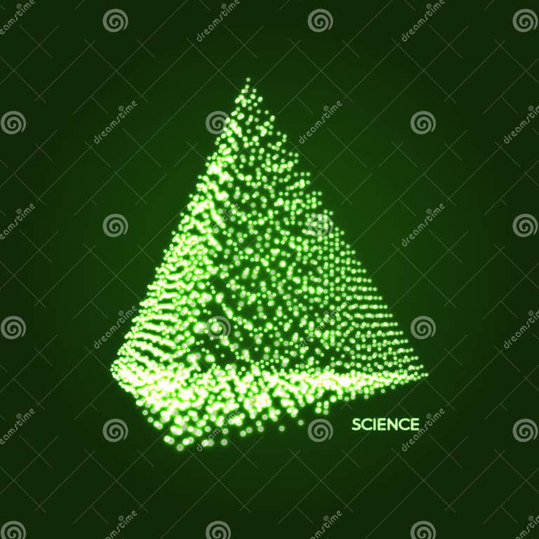 Pyramid. Object with Dots. Molecular Grid. 3d Technology Style with ...