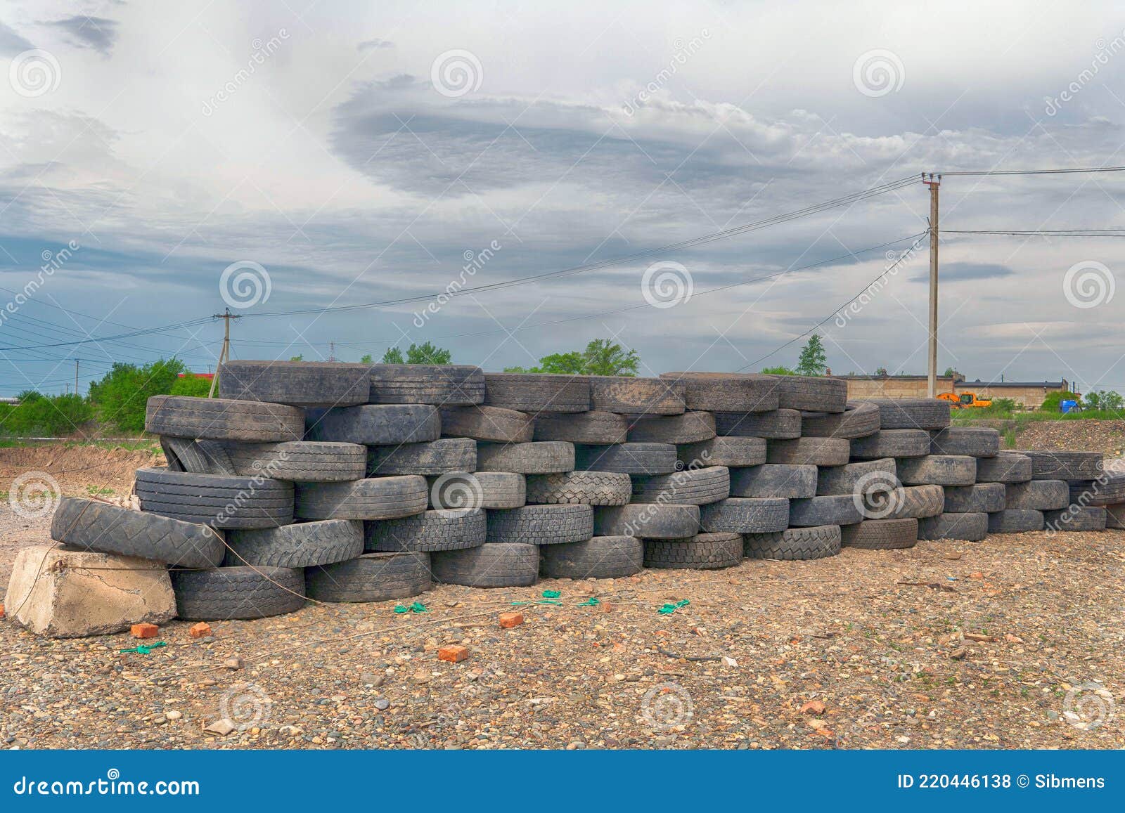 A Pyramid of Old, Worn Out Car Tires. in the Open Air Stock Photo ...