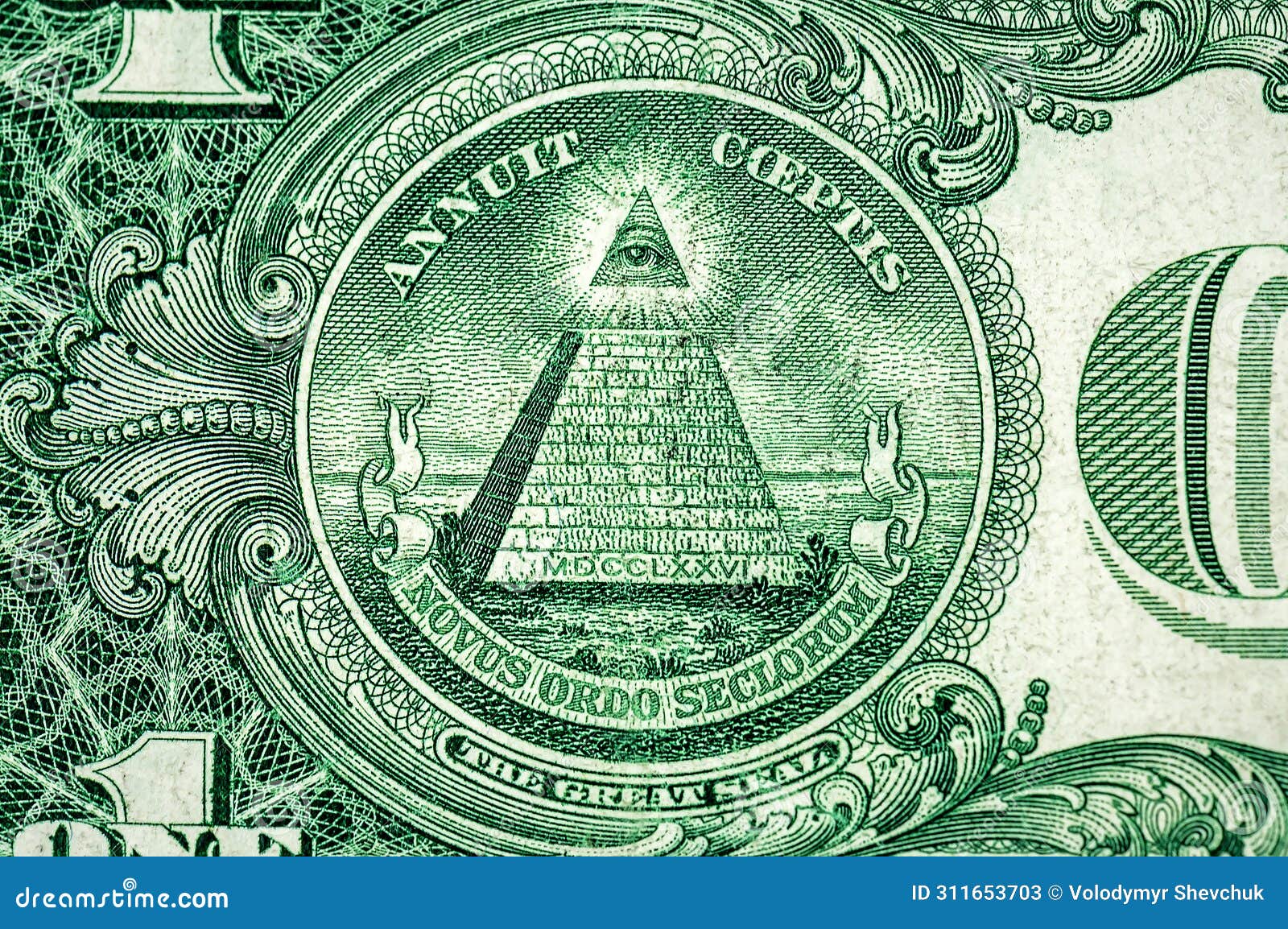 Pyramid on One Dollar Bill Texture Stock Image - Image of pattern ...