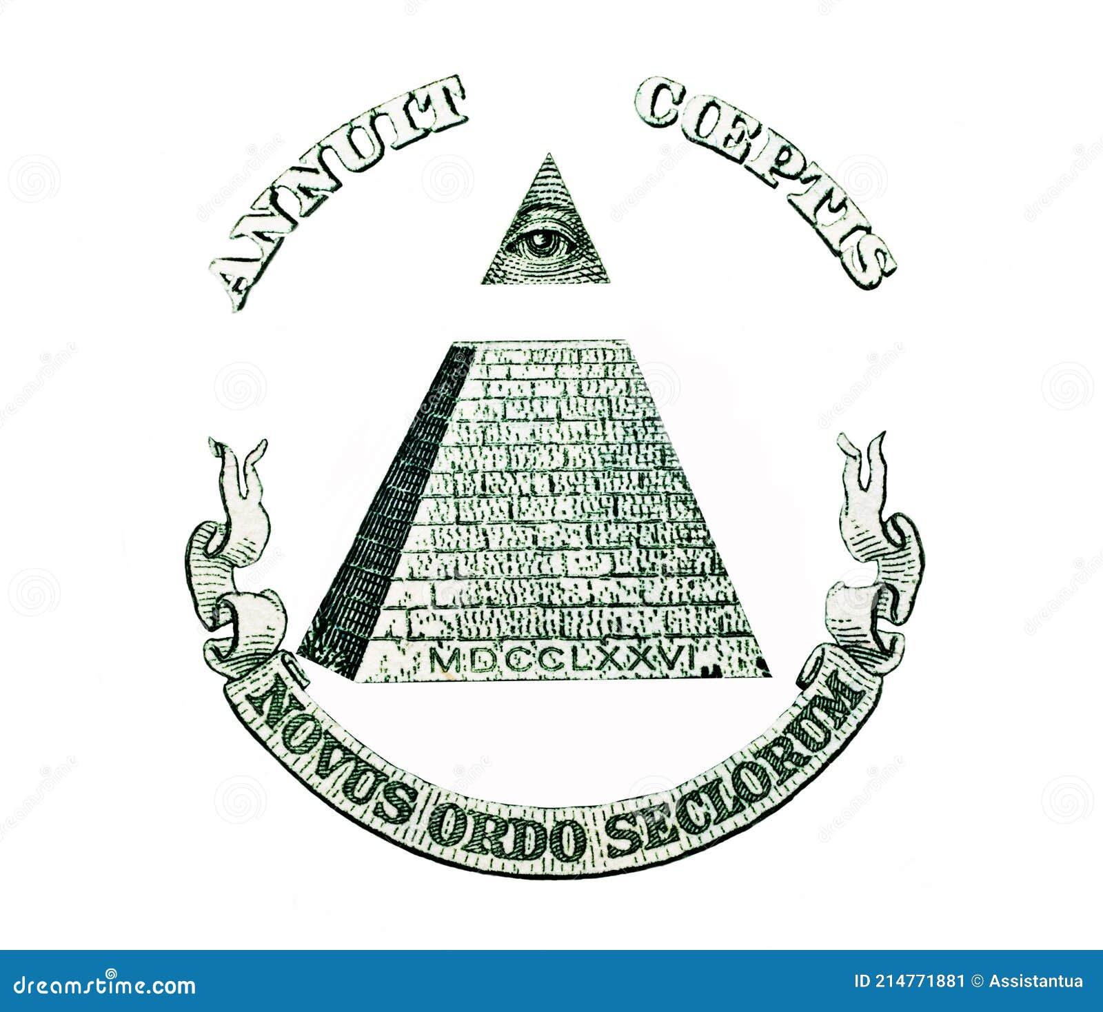 Pyramid Of One Dollar Bill On White Background Macrodollar Usa Pyramid Eye Of Providence