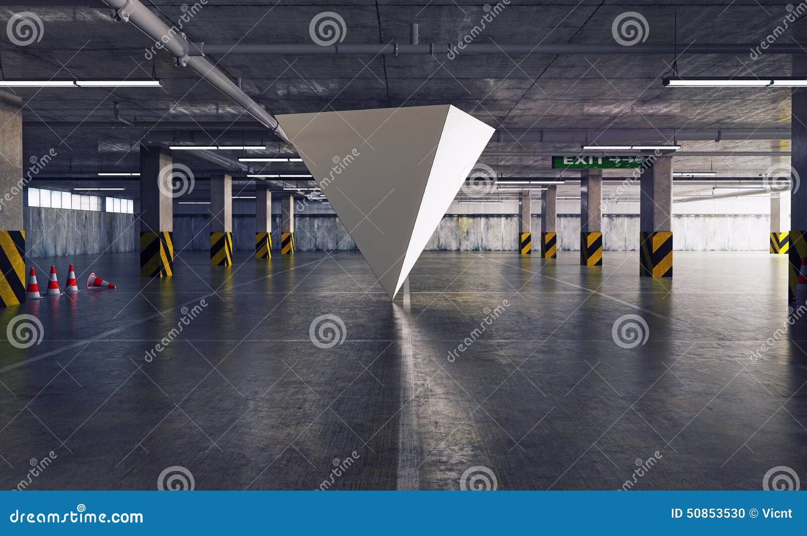 Pyramid in the parking stock illustration. Illustration of polygonal ...