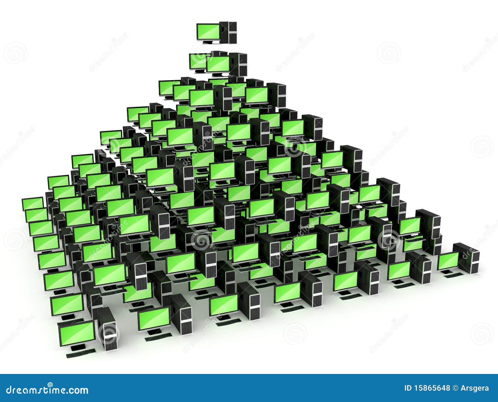 Pyramid PC network concept stock illustration. Illustration of desktop ...