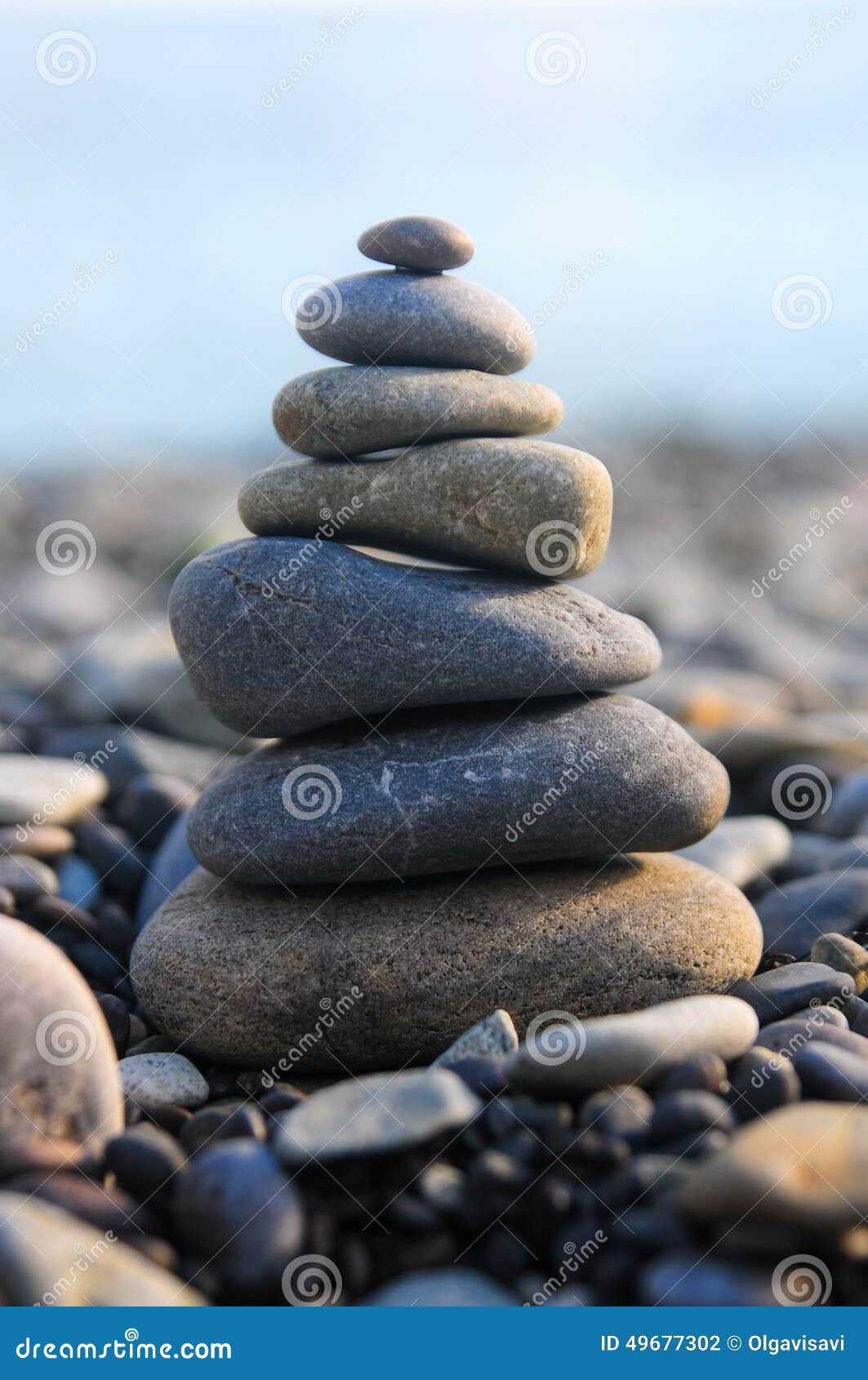 Pyramid of pebble stones stock photo. Image of harmony - 49677302