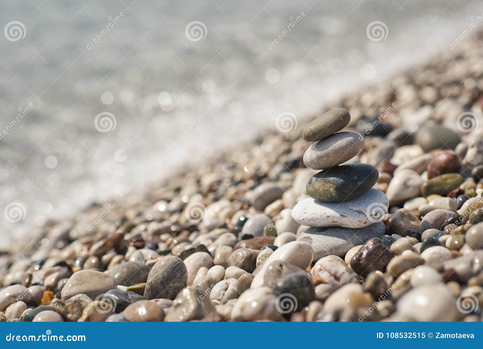 A Pyramid of Stacked Flat Pebble Stones 8654. Stock Image - Image of ...