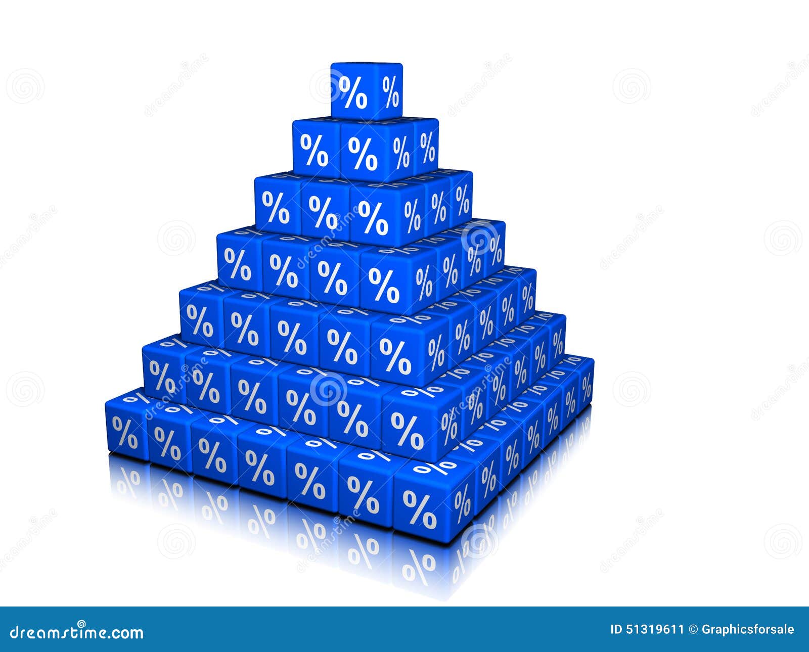 A Pyramid of percent Cubes stock illustration. Illustration of discount ...