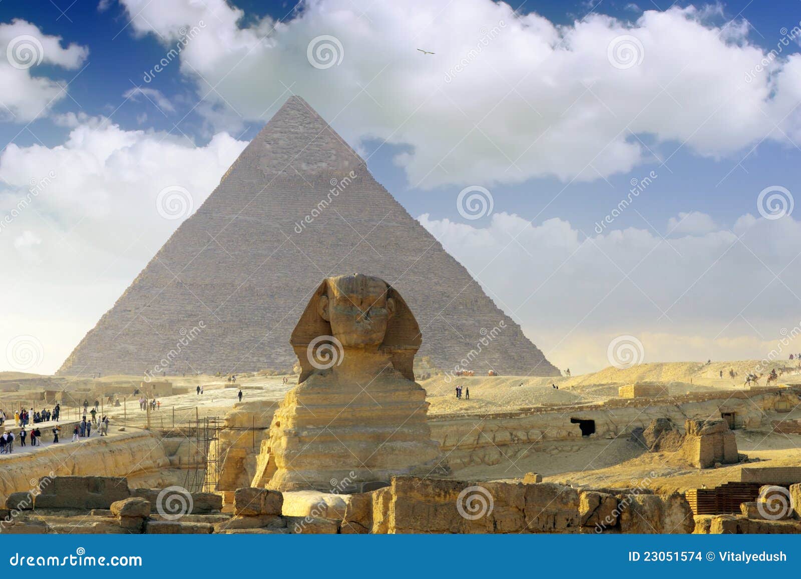 Pyramid of Pharaoh Khufu, and the Sphinx. Stock Photo - Image of khufu ...
