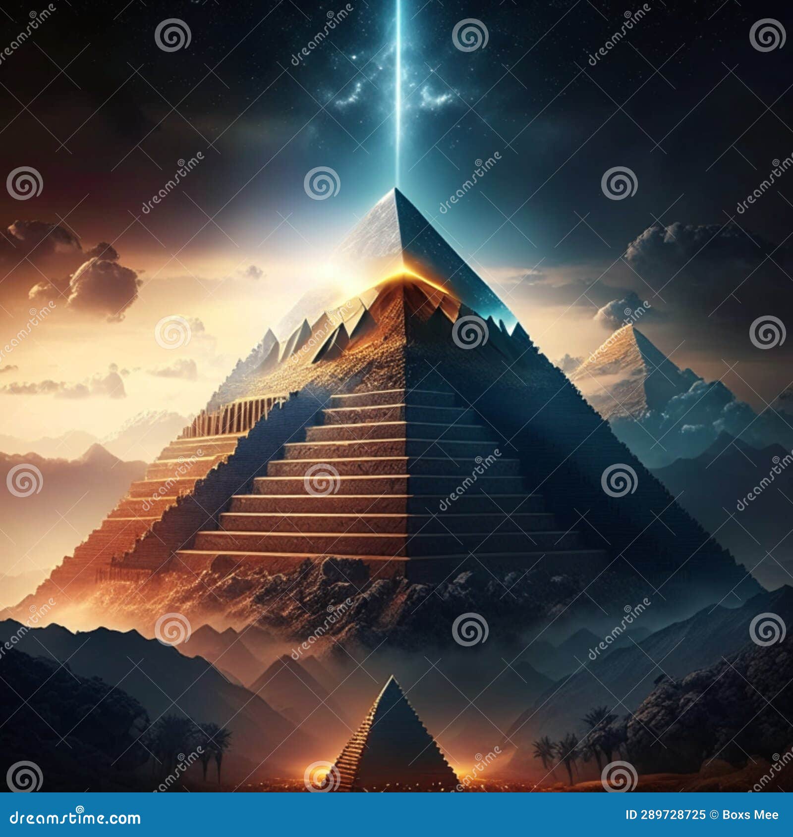 Pyramid of Pharaohs in the Sky 3d Render Illustration Generative AI ...