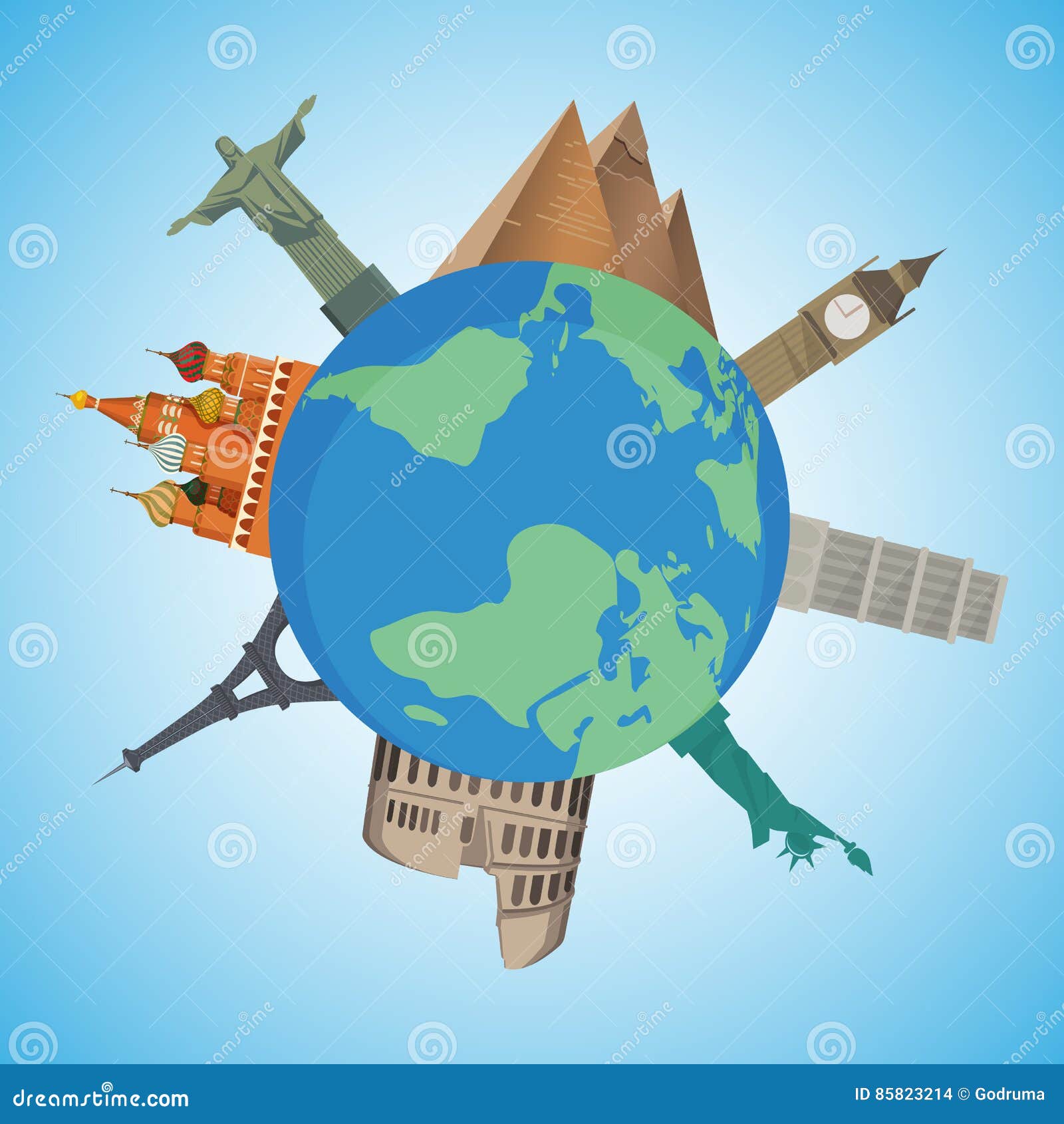 Pyramid, Pisa Tower, Statue of Liberty, Big Ben Sightseeing Set ... Pyramid, Pisa Tower, Statue of Liberty, Big Ben Sightseeing Set ...