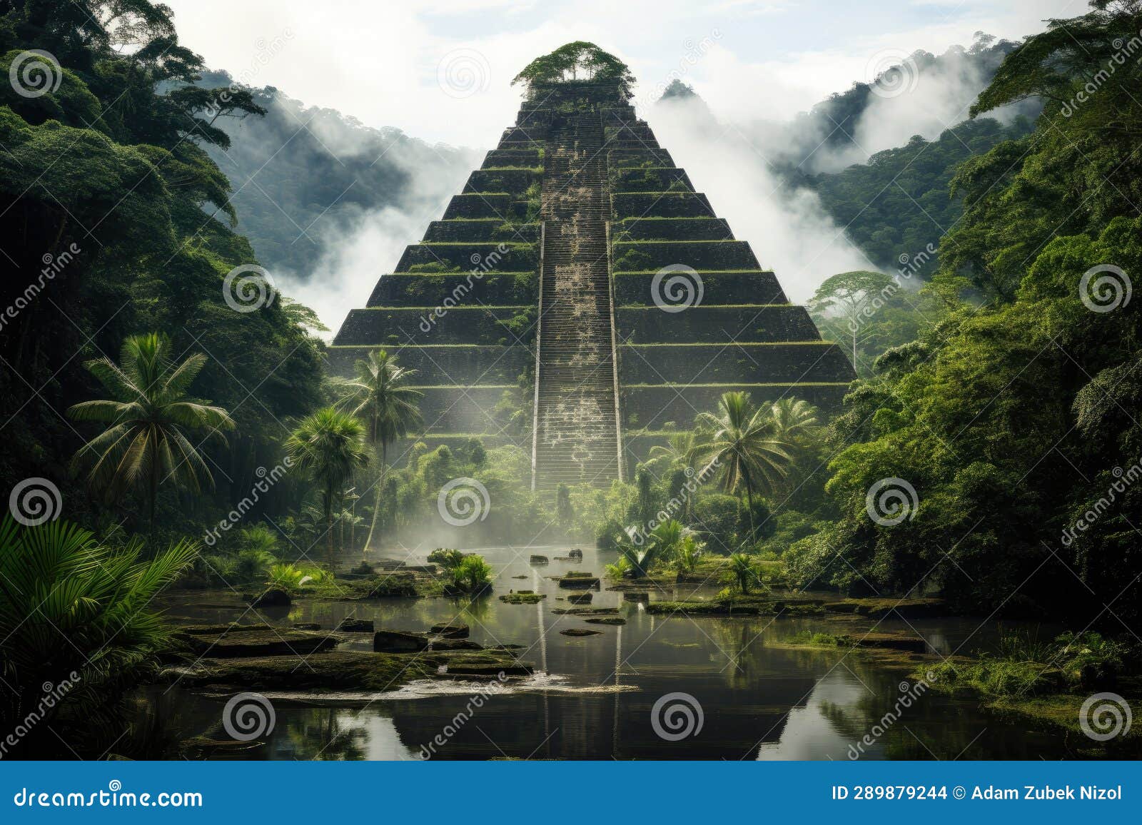 A Pyramid with Plants Growing on it Stock Illustration - Illustration ...