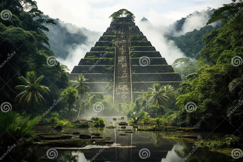 A Pyramid with Plants Growing on it Stock Illustration - Illustration ...