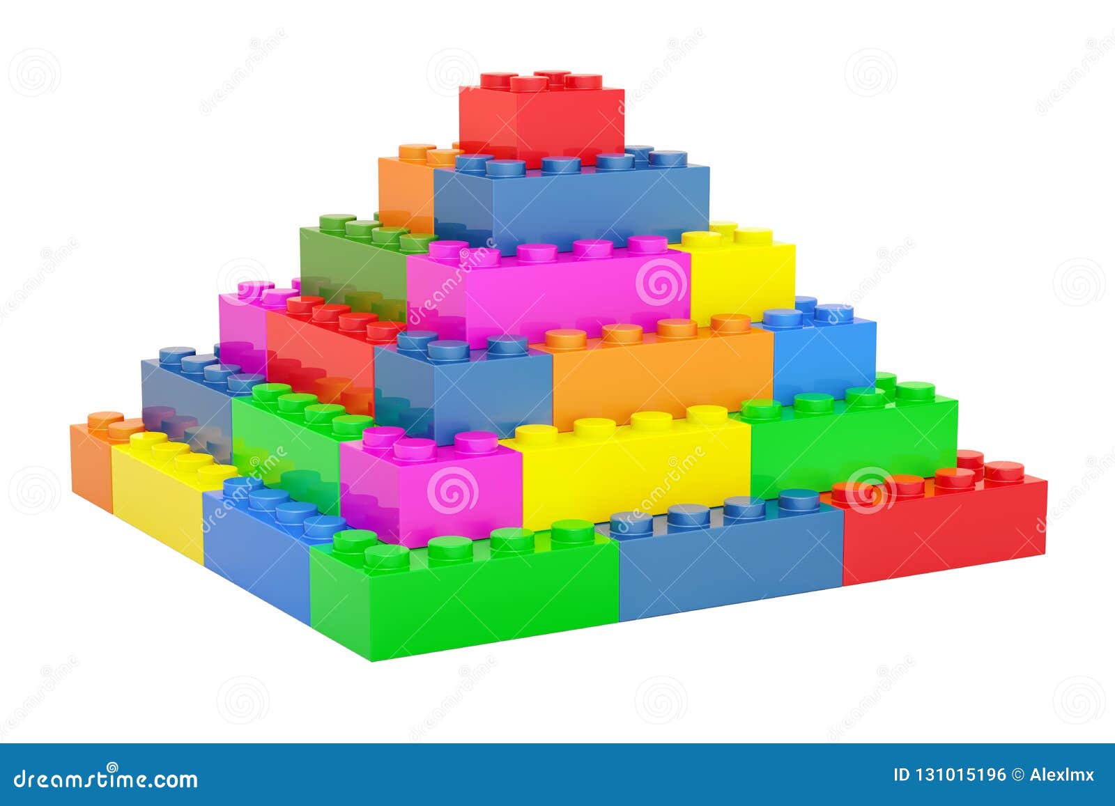 Pyramid from Plastic Building Blocks, 3D Stock Illustration ...