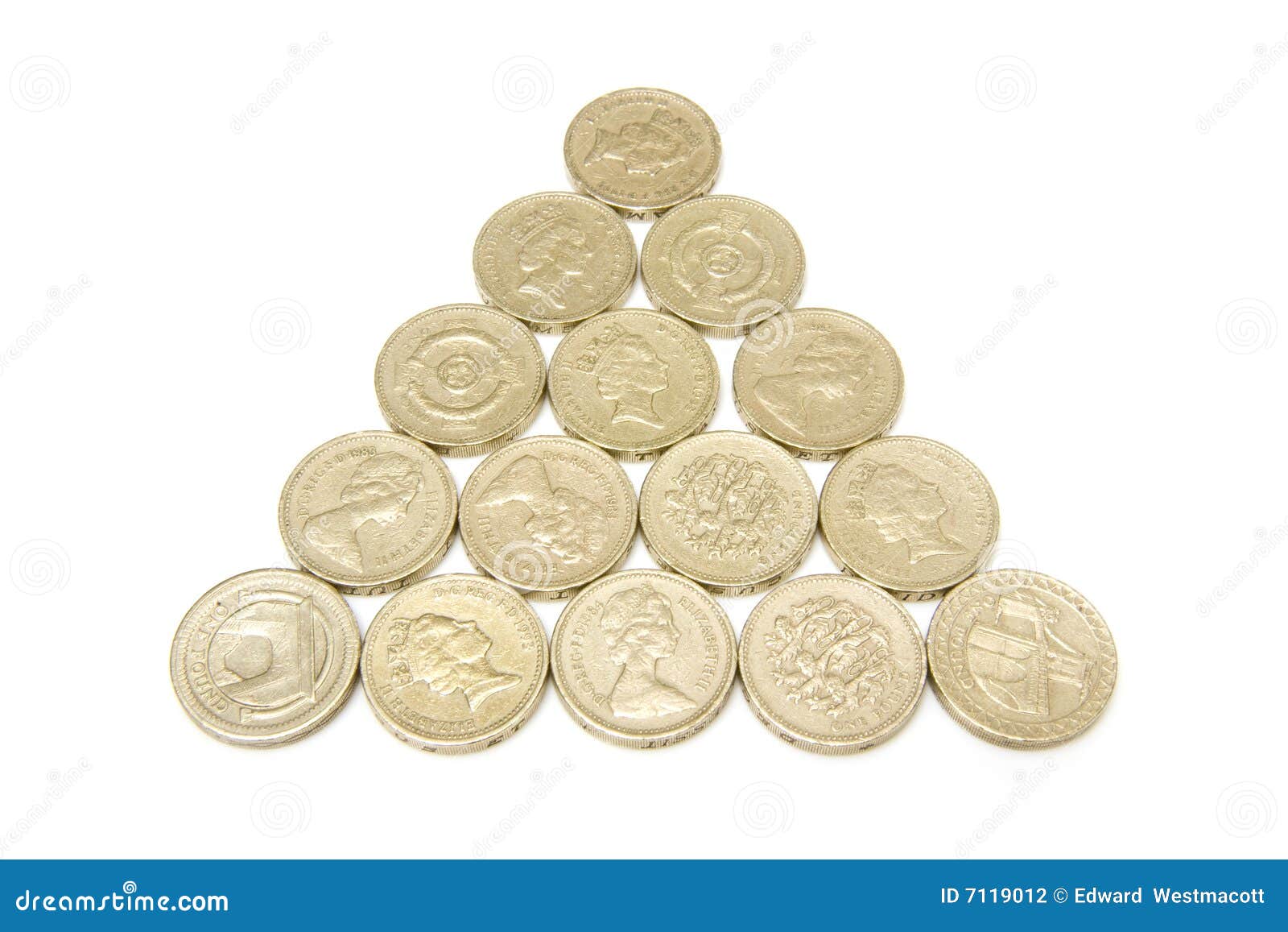 Pyramid of pound coins editorial photography. Image of denomination ...