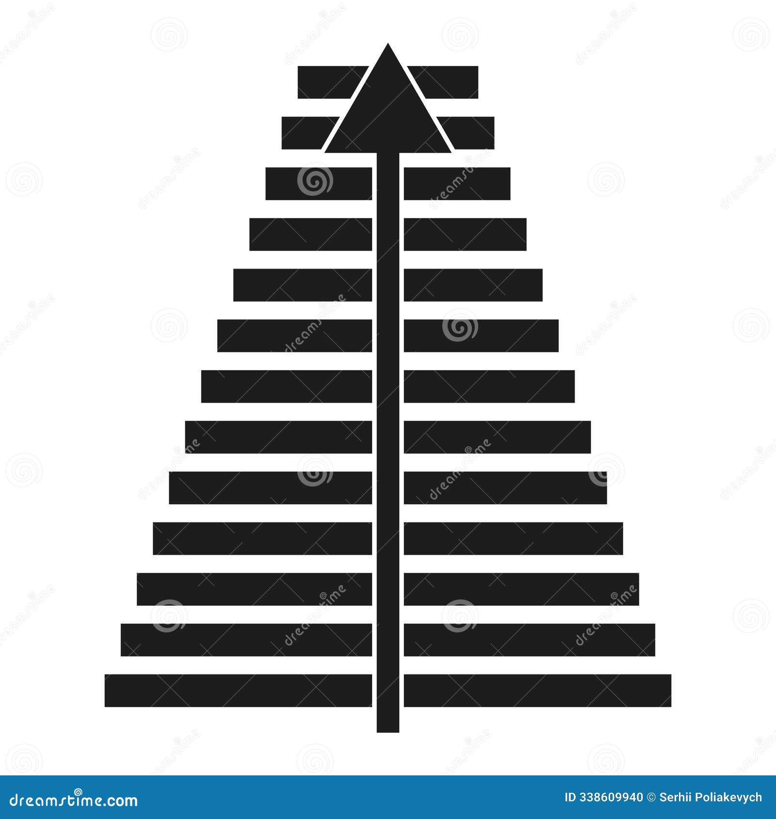 Pyramid Progress Icon. Stacked Blocks Arrow. Growth Direction Symbol ...